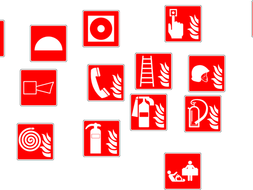 Fire Fighting Warning Signs Vector Image - Fire Alarm Sign - (500x376 ...