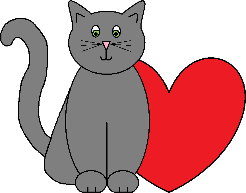 Valentines Day Cat Clipart - Cat Valentine Hearts Transparent - Full ...