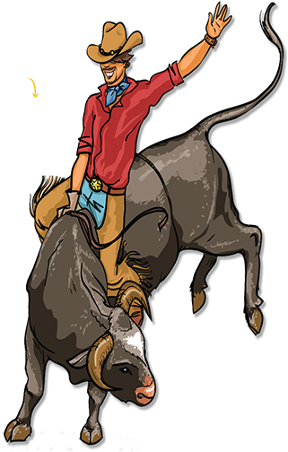 2 - Cartoon Cowboy Riding A Bull - (329x523) Png Clipart Download