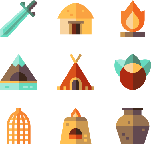 Prehistoric Age - Stone Age Flat Icon - (600x564) Png Clipart Download