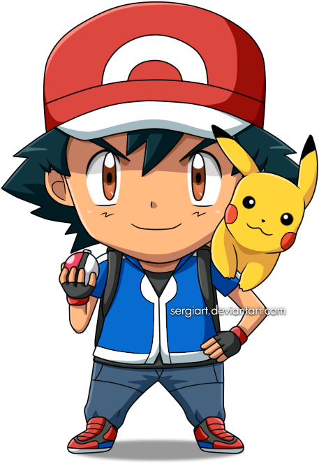 Pokemon Transparent Png Sticker - Ash Ketchum Chibi - (456x680) Png ...
