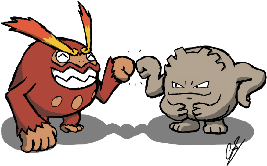 Pokemon Fist Bump By Chander-fox - Cartoon - (900x800) Png Clipart Download