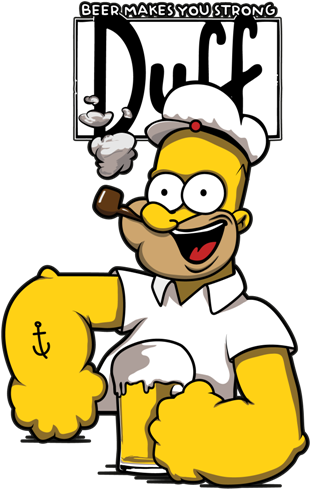 Homer-popeye - Popeye Tomando Cerveza - (500x500) Png Clipart Download