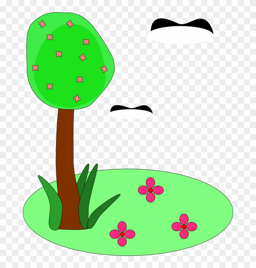 Trees And Flowers Cartoon - Full Size PNG Clipart Images Download