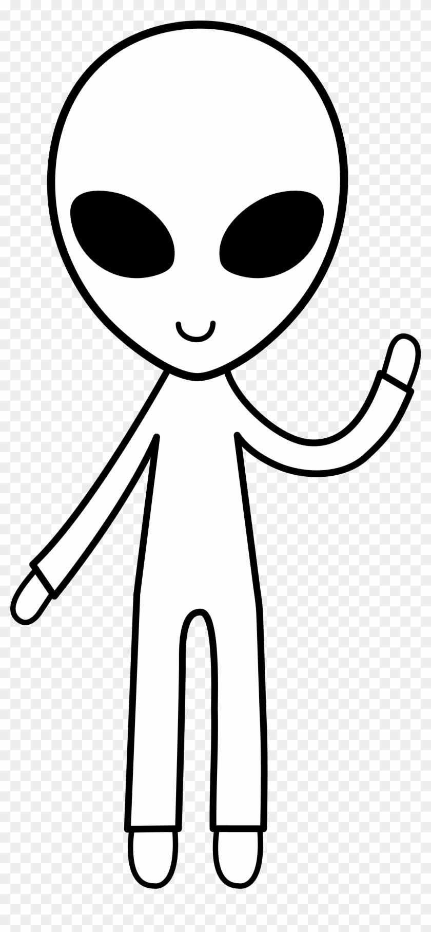 Cartoon Alien Black And White - Full Size PNG Clipart Images Download