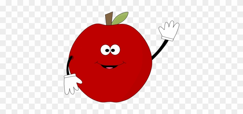 Waving Red Apple Clip Art Image Clipart Face - Apple Fruit With Face ...