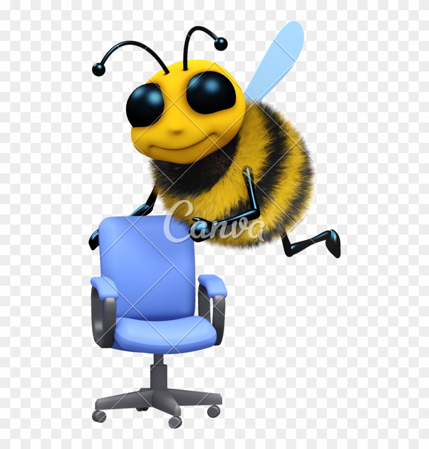 3d Bee With Office Chair - 3d Bee - Full Size PNG Clipart Images Download