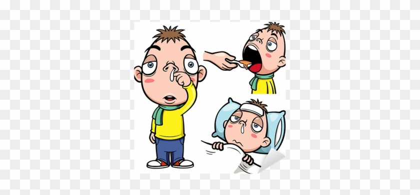 Vector Illustration Of Sick Boy Cartoon Sticker • Pixers® - Sick Boy ...