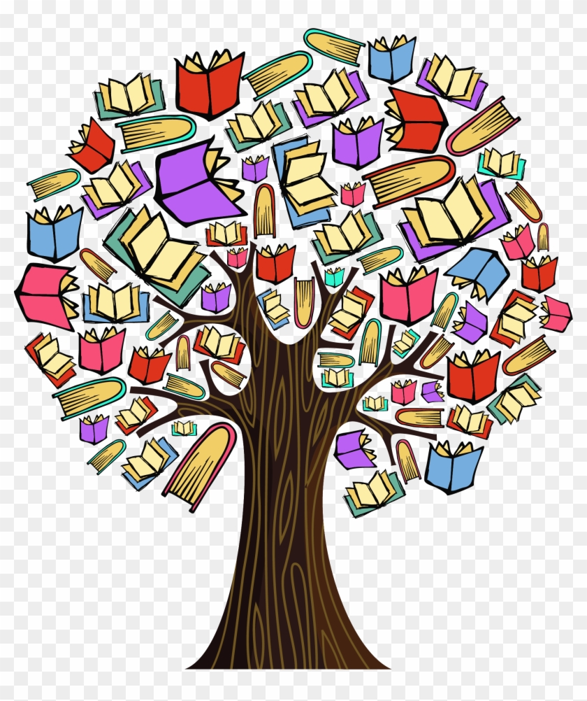 Colourful Book Tree - Art Print: Cienpies' Education Concept Tree With ...