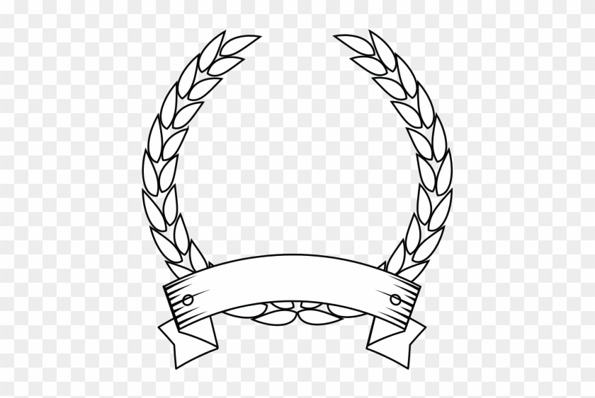 Wreath Of Leaves And Ribbon Icon - Vector Graphics - Full Size PNG ...