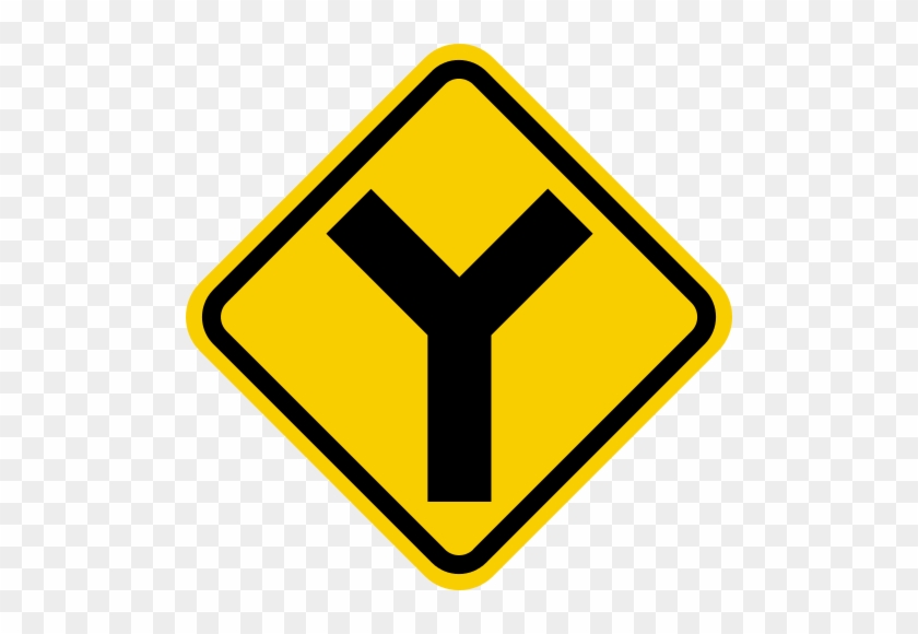 A Fork Road Sign - Y Junction Road Sign - Full Size PNG Clipart Images ...