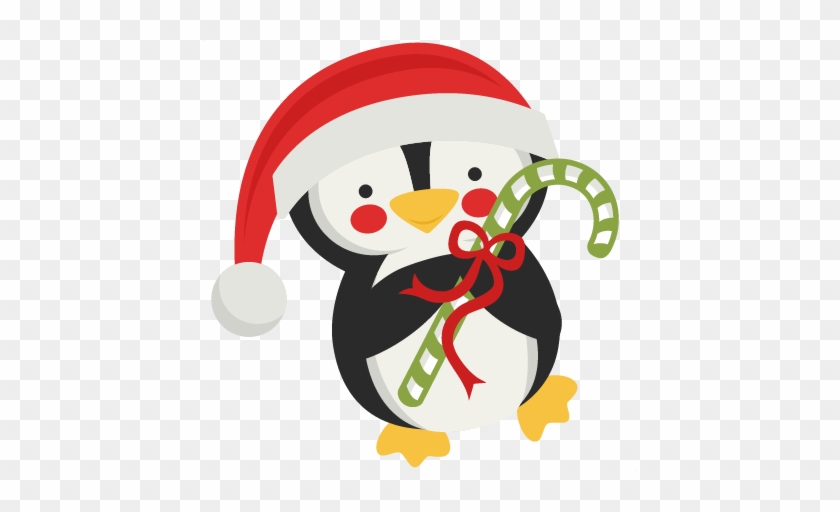 Penguin Holding Candy Cane Svg Scrapbook Cut File Cute - Penguin With ...