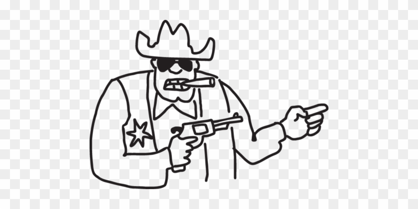 Naive Cartoon Of Sheriff With Gun - Wild West Doodle - Full Size PNG ...