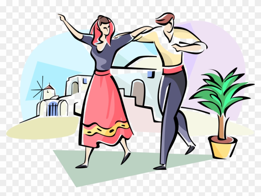 Vector Illustration Of Sirtaki Greek Folkdance Dancing - Sirtaki Vektör ...
