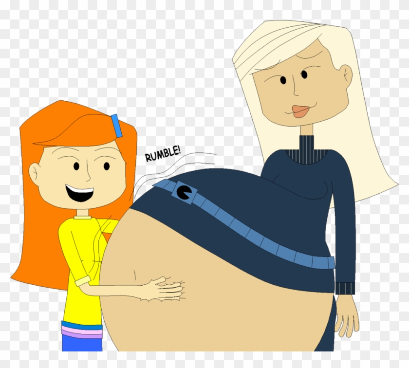 Daughter Rubs Mother's Belly By Angry-signs - Cartoon - Full Size PNG ...