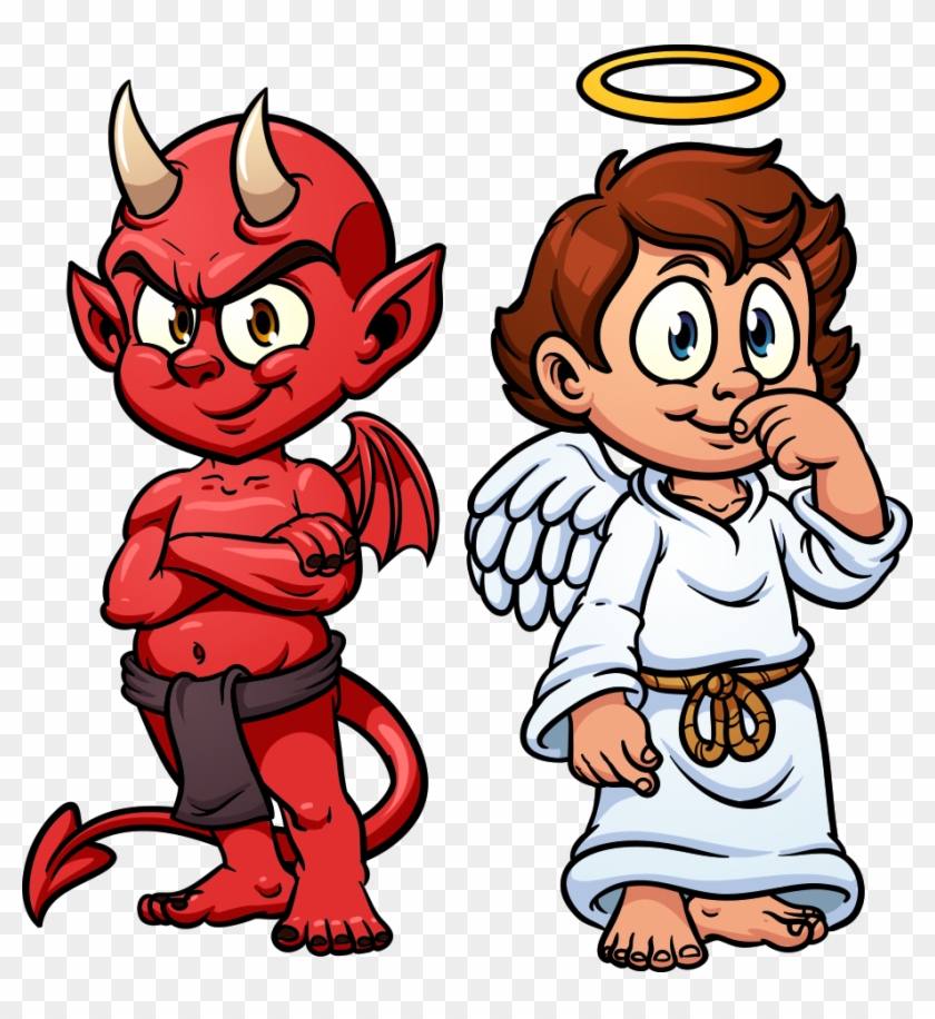 Devil Shoulder Angel Illustration - Angel And Devil Cartoon - Full Size ...