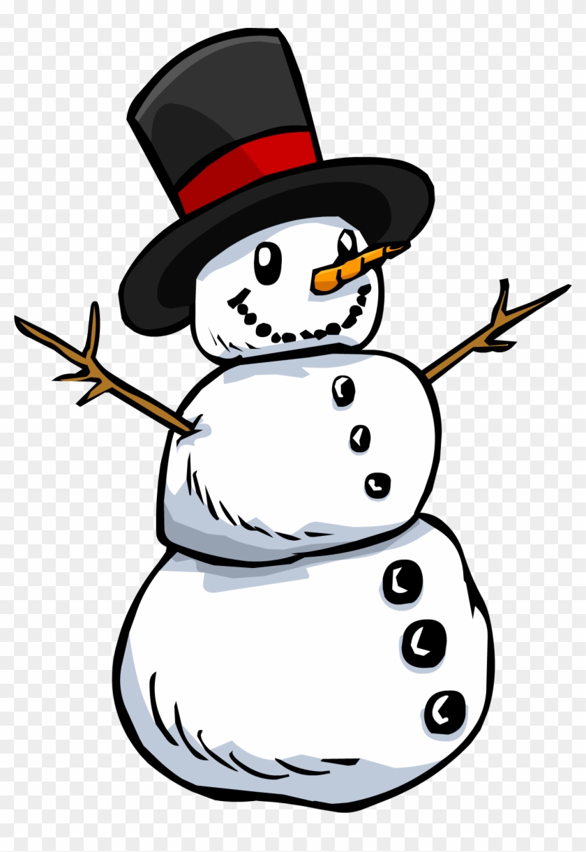 Snowman Clipart Transparent - Snowman With Top Hat - Full Size PNG ...