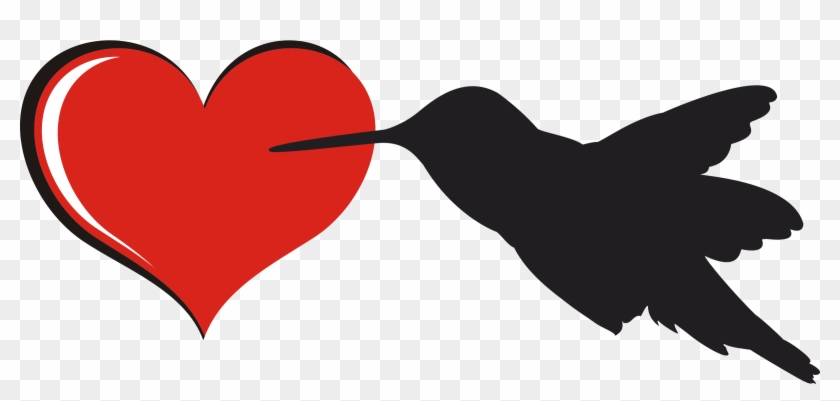 This Free Clip Arts Design Of Hummingbird With Heart - Bird Silhouette ...
