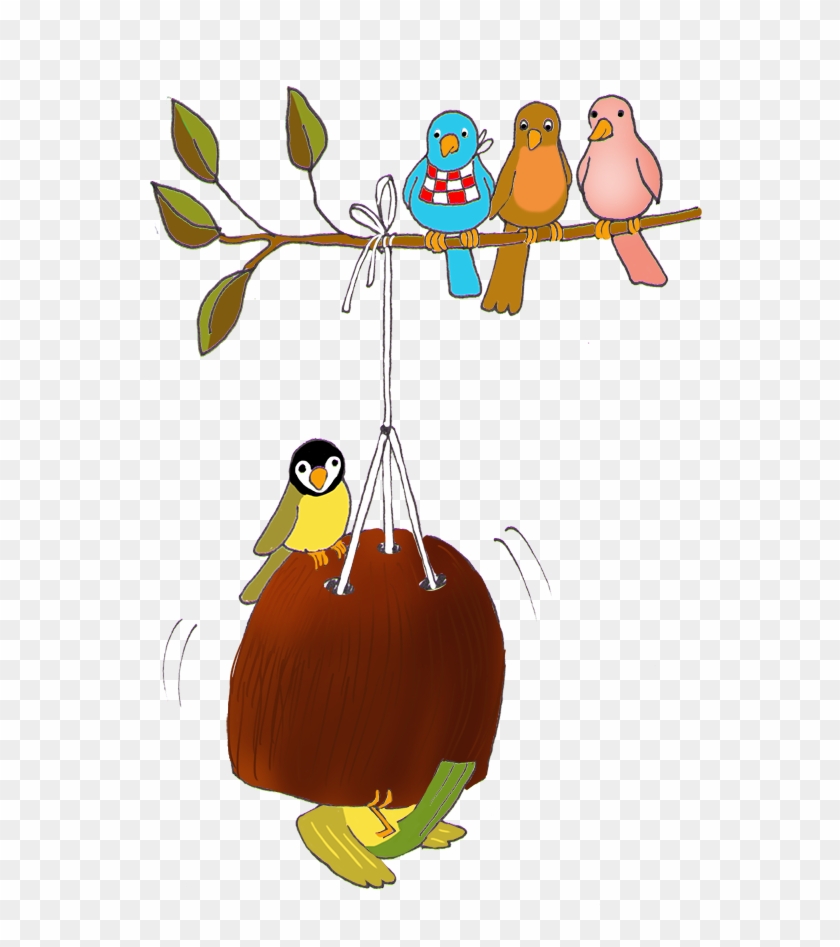 Bird Feeding At Fall - Cartoon - Full Size PNG Clipart Images Download