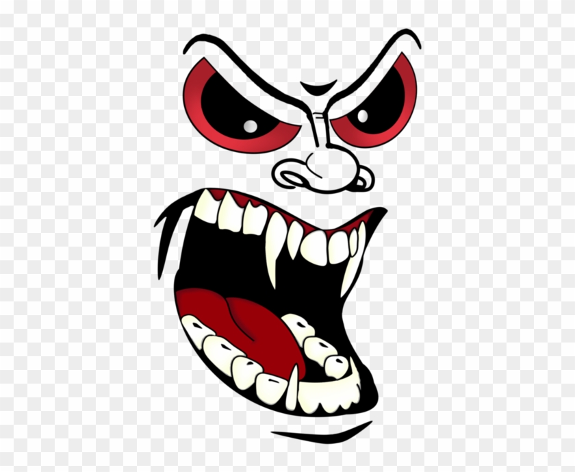 Scary Face By Elwafttos - Cartoon - Full Size PNG Clipart Images Download