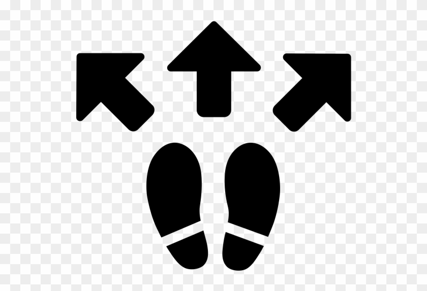 Icon Of Footprints With Three Arrows At The Top, Pointing - Possibility ...