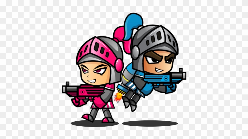 Blue Knight And Girl Knight Character Sprite - Cartoon - Full Size PNG ...