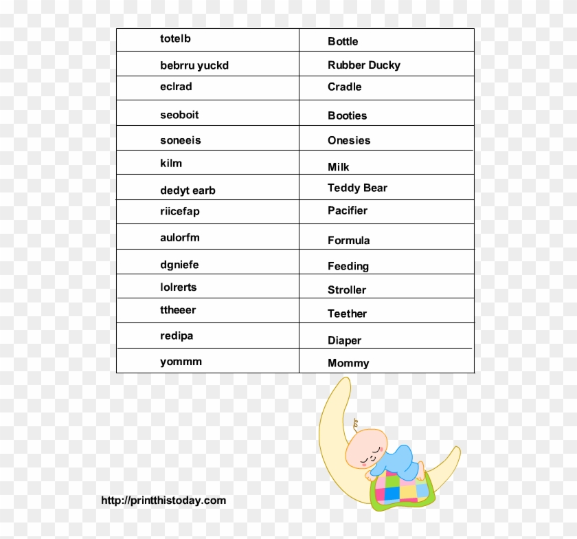 Click Here To Download The Solution To This Game Baby Shower Word 