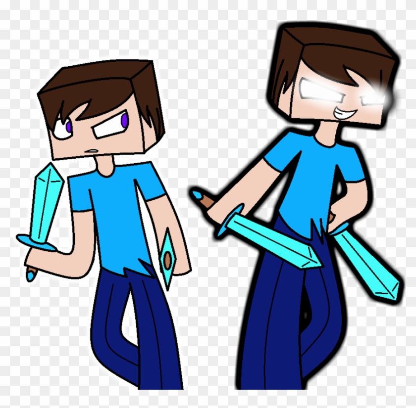 Minecraft- Herobrine And Steve By Spectrumrarity - Cartoon - Full Size ...