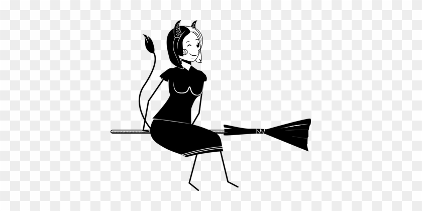 Broom Cartoon Comic Demon Devil Evil Femal - Devil - Full Size PNG ...