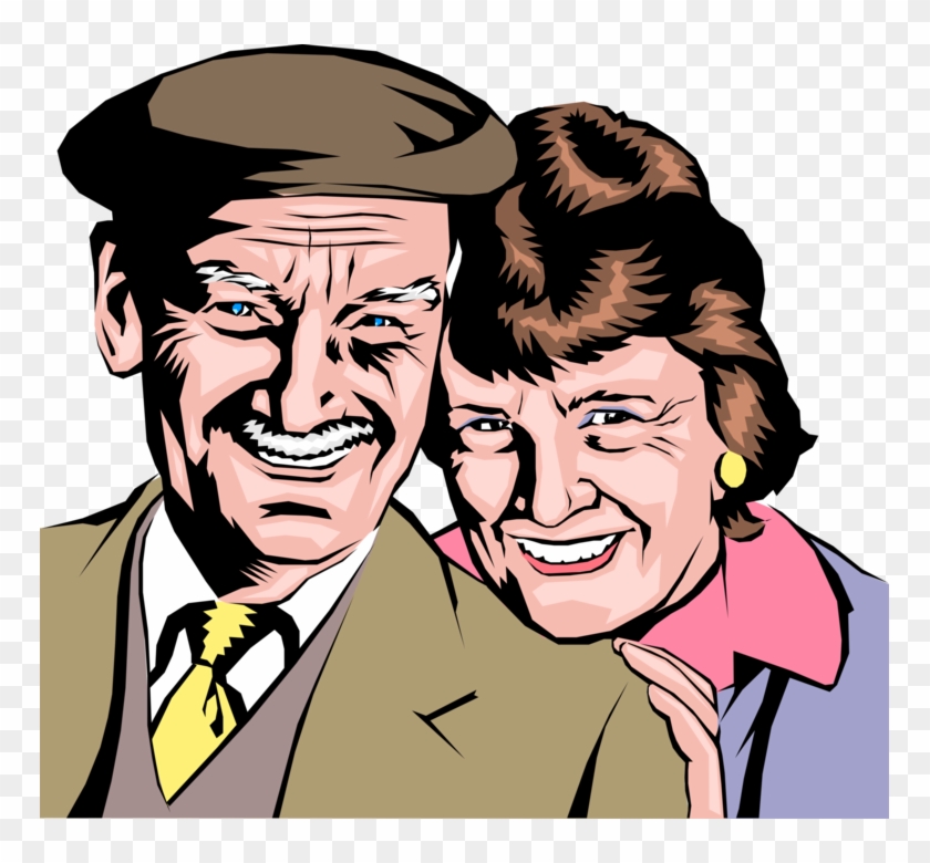 Vector Illustration Of Retired Elderly Retired Couple - Happy Older ...