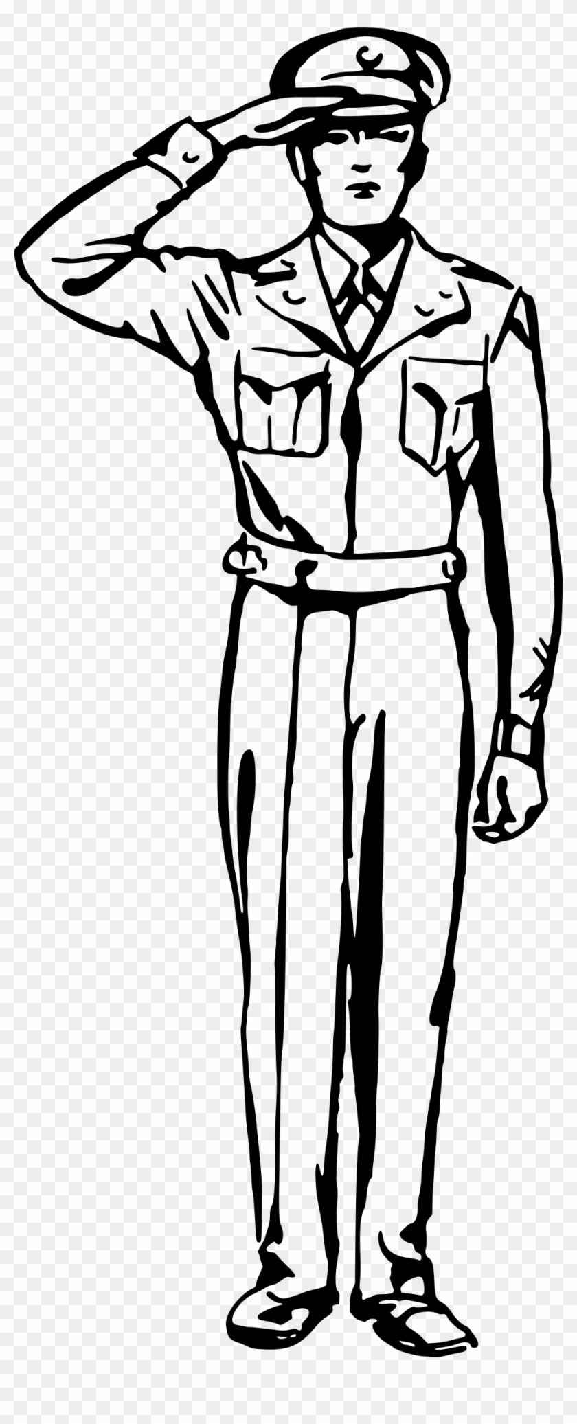 Big Image - Drawing Of A Soldier Saluting - Full Size PNG Clipart ...