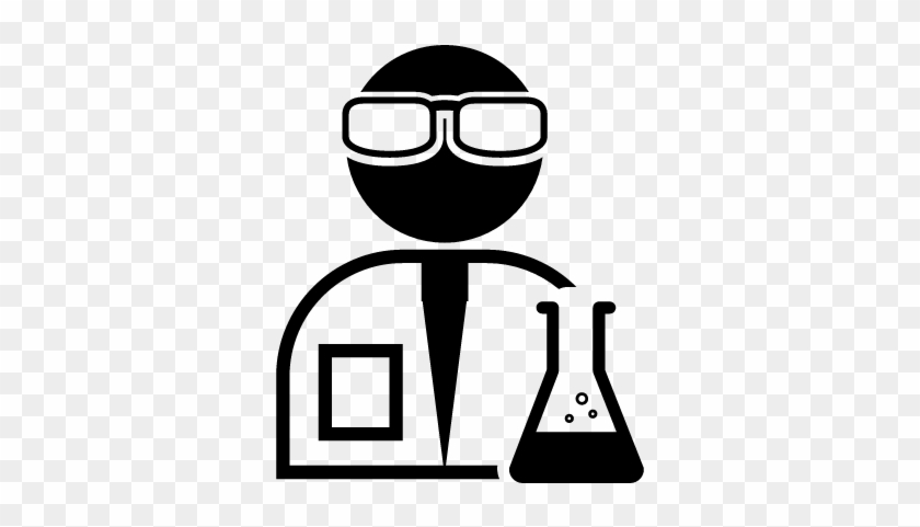 Scientist With Lab Goggles And Flask With Chemical - Scientist Icon Png ...