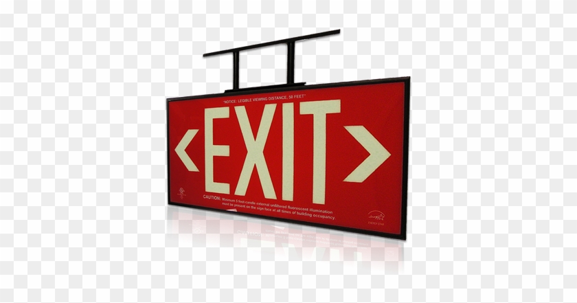 No Wiring To Install - Double Face Photoluminescent Exit Sign - Red ...