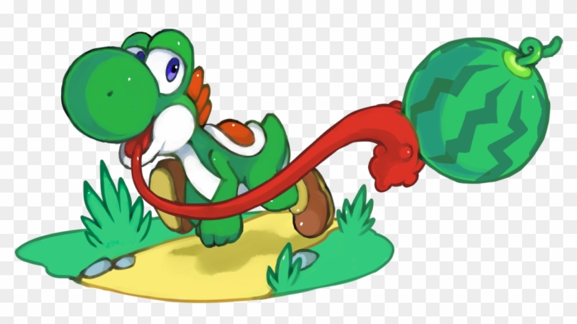 Yoshi Eating Watermelon - Full Size PNG Clipart Images Download