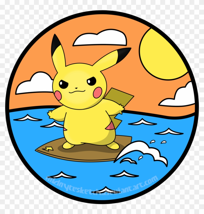 Surfing Pikachu By Midnytesketch - Pikachu - Full Size PNG Clipart ...