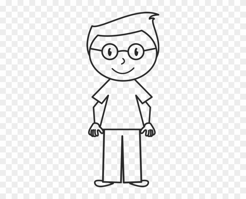 Boy With Glasses And Stylish Hair Stamp - Stick Figure With Glasses ...