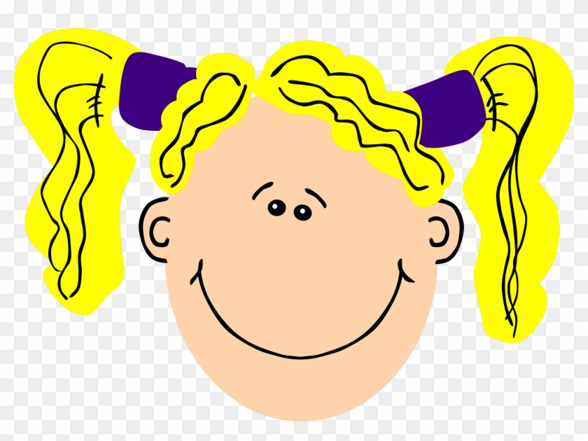 Blond Girl With Pigtails - Clip Art Girls Face - Full Size PNG Clipart ...