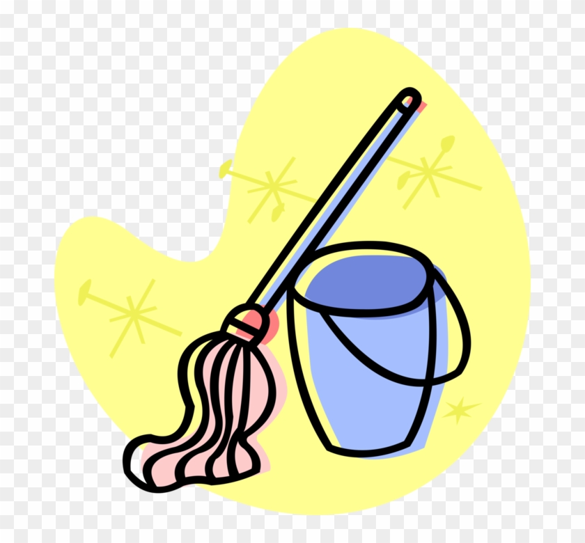 Mop Bucket Cart Mop Drawing Clip Art - Mop And Bucket - Full Size PNG ...