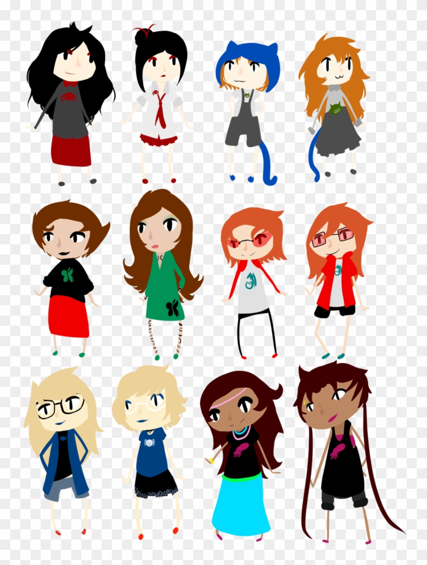 Humanstuck Girls By Tzeke - Cartoon - Free Transparent PNG Clipart ...