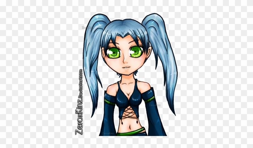Blue Haired Chibi By Zeroxkinz - Cartoon - Free Transparent PNG Clipart ...