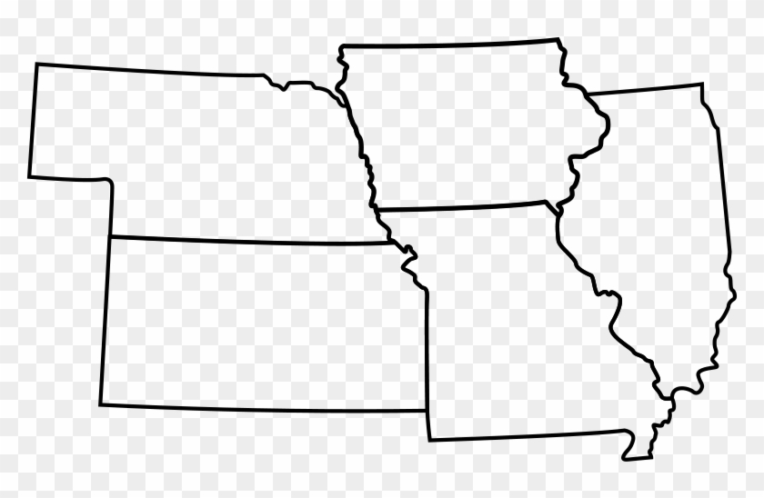 Illinois, Missouri, Kansas, Western Iowa And Eastern - Line Art - Full ...