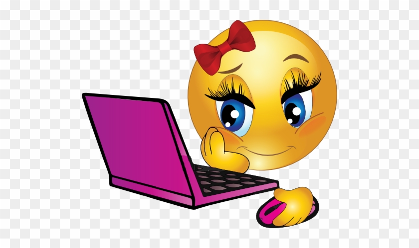 Girl Laptop Smiley Emoticon - Emoticon Laptop - Full Size PNG Clipart ...