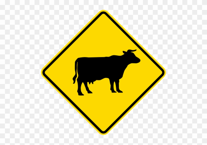Beware Of Cows On The Road - Cattle Crossing Sign - Full Size PNG ...