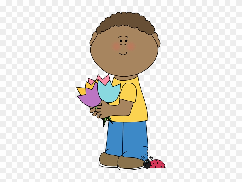 Boy With Spring Tulips - Kid In Spring Clip Art - Full Size PNG Clipart ...