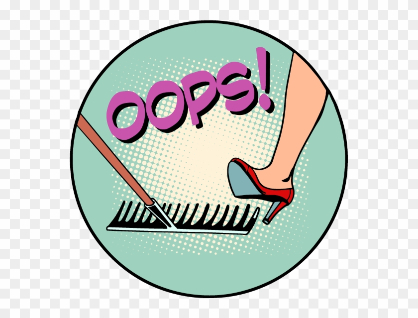 Illustration Of Female Leg Stepping On Rake With The - Step On Rake Cartoon - Full Size PNG ...