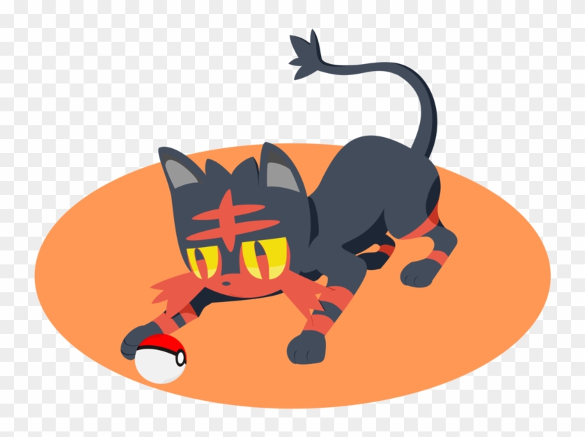 Litten Playing With A Poke Ball By Krishark - Illustration - Full Size ...