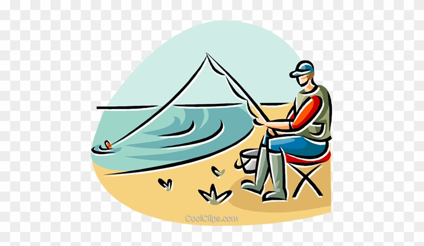 Fisherman Fishing From The Beach Royalty Free Vector - Researchgate ...
