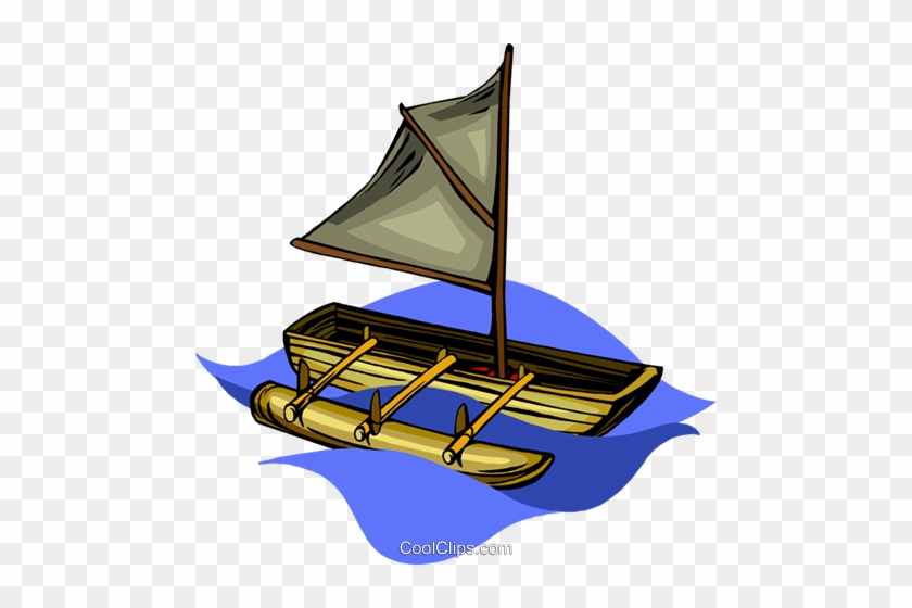 Canoe With Sail And Outrigger - Water Transportation - Full Size PNG ...