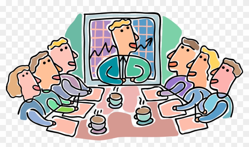Vector Illustration Of Business Boardroom Meeting With - Meeting ...