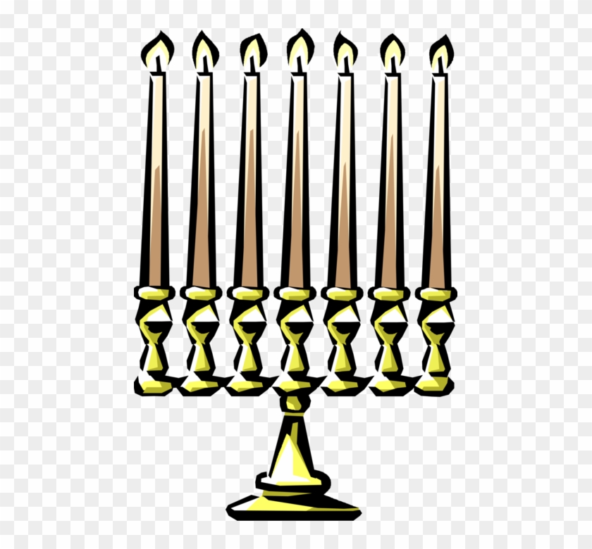 Vector Illustration Of Jewish Chanukah Hanukkah Menorah - Vector ...